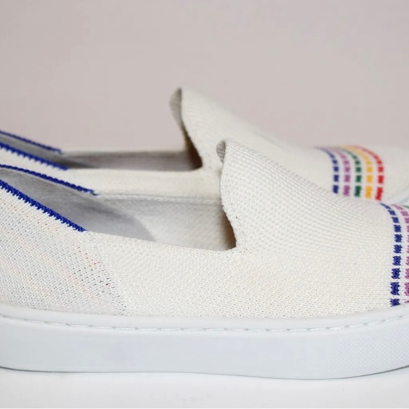 Rothy's | Shoes | Rothys The Kids Sneaker White Rainbow Knit Fabric ...
